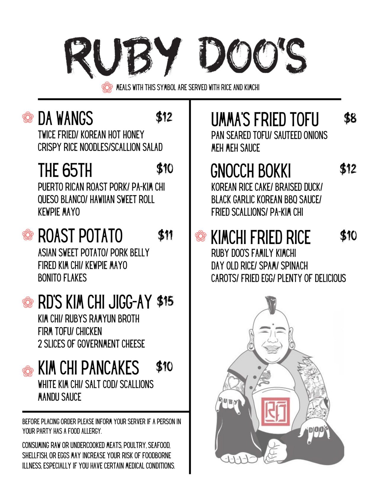 Menu - Ruby Doo's